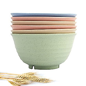 DAPIPIK Unbreakable Cereal Bowls, 30 OZ Large Lightweight Wheat straw Fiber Bowl Sets.For Soup,Dessert and Salad, Easy Dishwasher Safe（7 inch Cereal Bowl