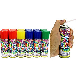 JAJA-RU Krazy String Silly Streamer Can Spray (12 Cans) Small Party Spray Can Confetti Toy for Kids and Adults. Kids' String Launcher Party Favors Stocking Stuffers Birthday Bulk Supplies. 3060-12A