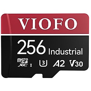 VIOFO 256GB Industrial Grade microSD Card, U3 A2 V30 High Speed Memory Card with Adapter, Support Ultra HD 4K Video Recording