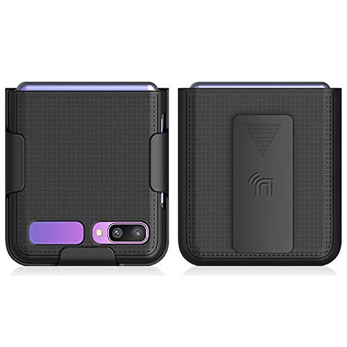 Case with Clip for Galaxy Z Flip, Nakedcellphone [Black] Snap-On Cover with [Rotating/Ratchet] Belt Hip Holster Holder Combo for Samsung Galaxy Z Flip 5G Phone (SM-F700, SM-F707) 2020