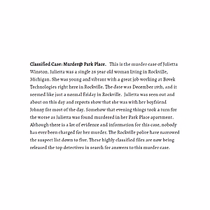 Detective Murder Unsolved Murder Mystery Game - Murder @ Park Place - Unsolved Murder Mystery Cold Case Files Game