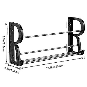 Yocice Wall Mounted Shoes Rack 3Pack/Can Store 6Pairs Sneakers and 6Pairs Slide Sandal,with Sticky Hanging Mounts, Shoes Holder Storage Organizer Shelf ,Door Shoe Hangers,Black,SM05-17.7inch length