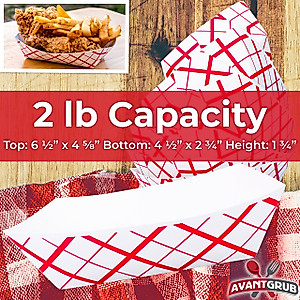 Heavy Duty, Grease Resistant 2 Lb Paper Food Trays 100 Pk. Recyclable, Coated Paperboard Basket Ideal for Festival, Carnival, Concession Stand Treats Like Fries, Ice Cream & Chicken Tenders