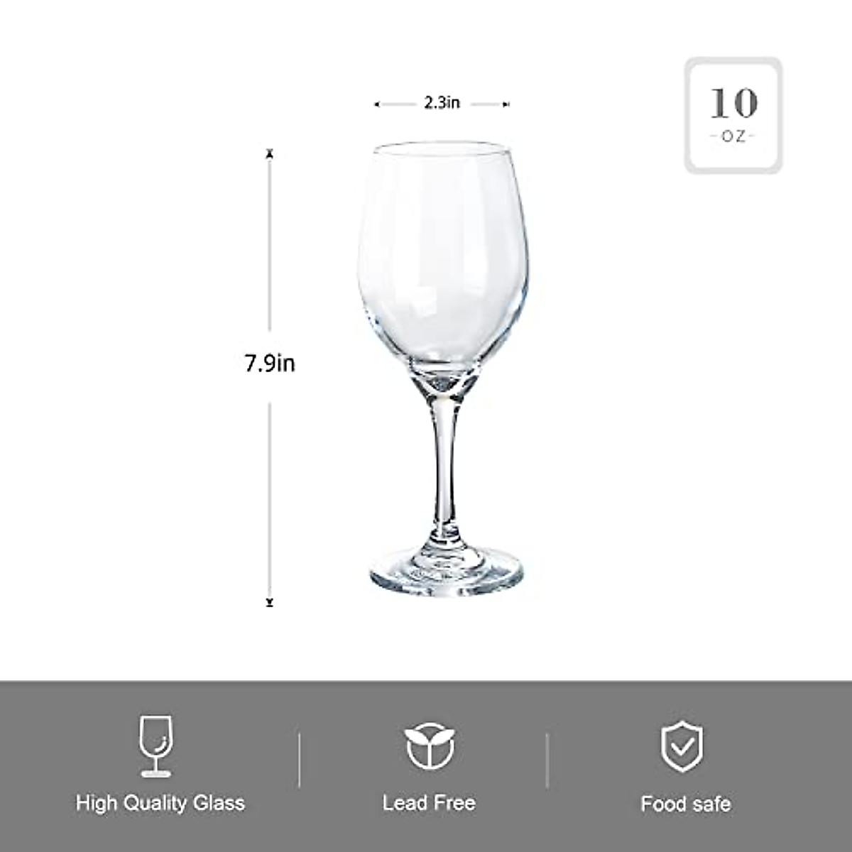 SUNNOW Vastto 10 Ounce Classic Crystal Wine Glass,for Home Dinning, Bar and Party,Set of 12