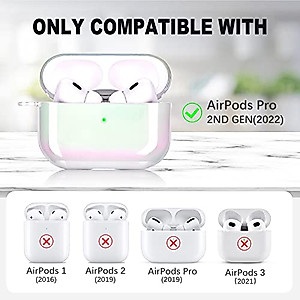 AIRSPO AirPods Pro 2nd Generation Case Cover Clear Lasher Hard PC Protective Case Colorful AirPod Pro 2 Cover Skin Compatible with Apple AirPods Pro 2 with Keychain (Glittery White)