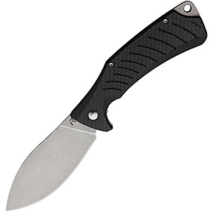 REVO NESS FOLDING KNIFE BLACK CARBON FIBER HANDLE NESSMUK BLADE PLAIN EDGE REV008CF