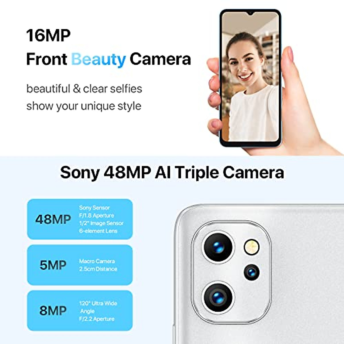 Unlocked Cell Phone, 128GB, NFC, Fingerprint Reader, 6.7" HD Screen, UMIDIGI F3S Unlocked Android Phones, Dual 4G Volte, 48MP Camera, 5150mAh Battery, Android 11