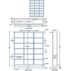 Pemberly Row Traditional 84" Tall 18-Shelf Triple Wide Wood Bookcase in Cherry
