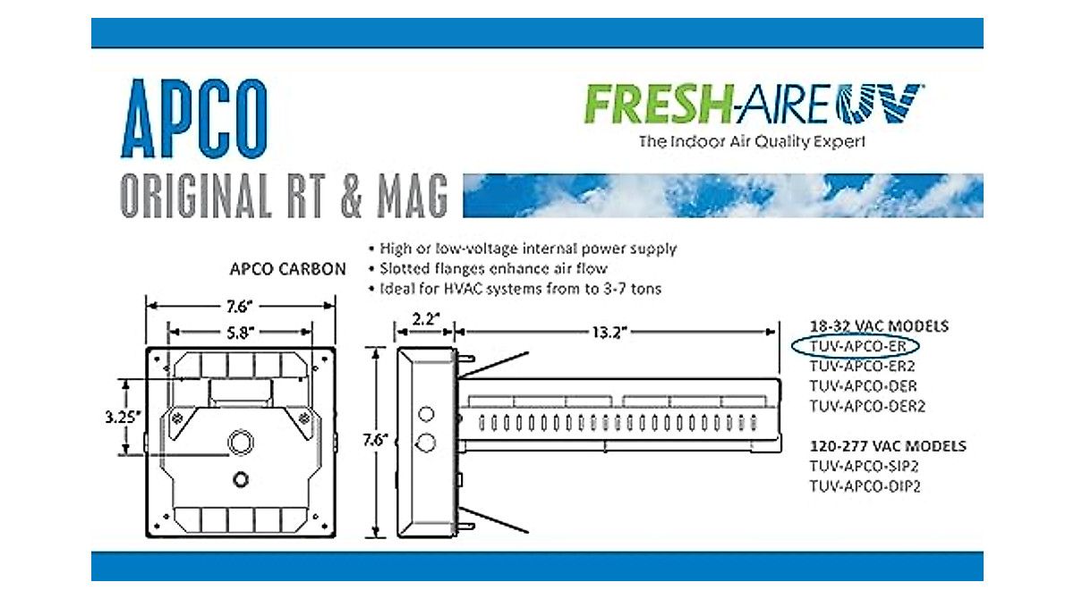 APCO Carbon Cell Matrix HVAC UV Air Purifier with Power Cord, Includes ...