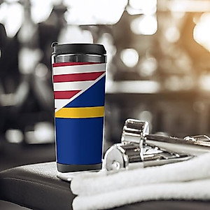 U.S.A. and Nauru Flags Travel Coffee Mug Reusable Insulated Drinking Cup with Lid for Home Outdoor Works 13 Oz