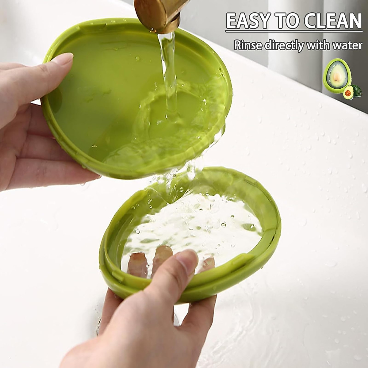 rimzuej 4PC Fruit and vegetable Anti-oxidation Storage Box,Silicone Fruit Storage Box, Storage Containers for Fridge, Reusable Food Saver for Avocado Tomato Onion Lemon（4-pack）