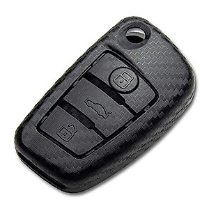 TANGSEN Flip Key Fob Case Personalized 3D Carbon Fiber Emboss ABS Plastic Protective Cover for Audi A1 A3 A4 A5 A6 A8 Q3 Q5 Q7 R8 RS4 S3 S4 S5 S6 S8 TT Quattro 3 4 Button Keyless Entry Remote