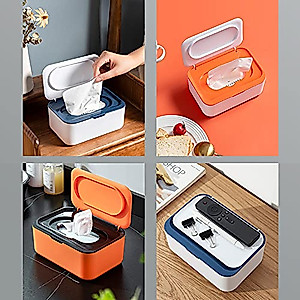 Eishi Baby Wipes Dispenser Desktop Tissue Box Holder Diaper Wipes Dispenser Wipes Holder with Lid Modern Dustproof Wet Wipes Dispenser Holder for Home Office Bathroom, Gray