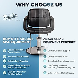 Buy-Rite Chris Styling Chair for Professional Salons and Spas, Modern Hair Stylist Chair, Extra-Wide Seat, 360-Degree Rotation, Fully Adjustable Height, SY-1801