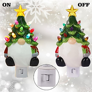 Hausse Christmas Gnome Night Light, Decorative Ceramic Santa Wear Xmas Tree Hat Nightlight for Kids, Multicolor Bulbs & 360 Degree Swivel Plug with On/Off Switch for Home Bathroom Bedroom Decor