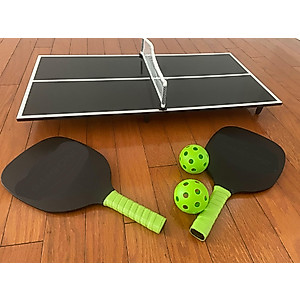 Pickle Ball Set with Net for Home, Portable Pickleball Net Set Indoor Pickleballs. Pickleball Set with Net Wooden Tabletop Desktop Portable Pickleball Court Pickleball Starter Set for Adults