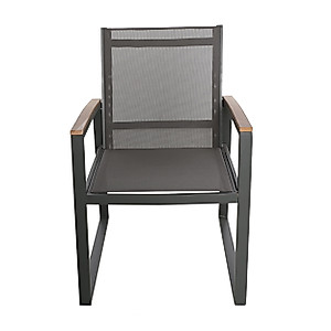 Christopher Knight Home Glasgow Outdoor Aluminum and Mesh Dining Chairs (Set of 4), 22.25 "W x 24.5 "D x 33.5 "H, Gray + Natural Brown