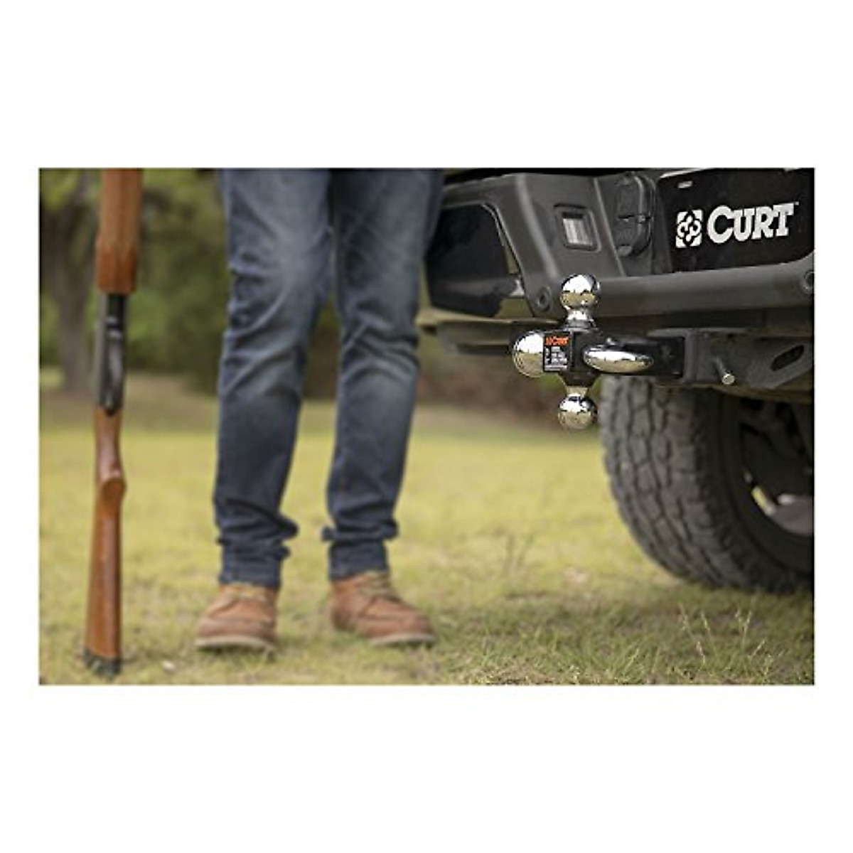 CURT 45675 Multi-Ball Trailer Hitch Ball Mount, 1-7/8, 2, 2-5/16-Inch Balls and Tow Hook, Fits 2-Inch Receiver, 10,000 lbs