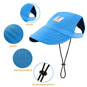 HIGH PAW Dog Hat Dog Sun Hat Dog Baseball Cap Dog Trucker Hat Dog Hats for Small Medium Large Dogs with Ear Holes Adjustable Drawstring Breathable Waterproof Design UV Protection Outdoor All Season