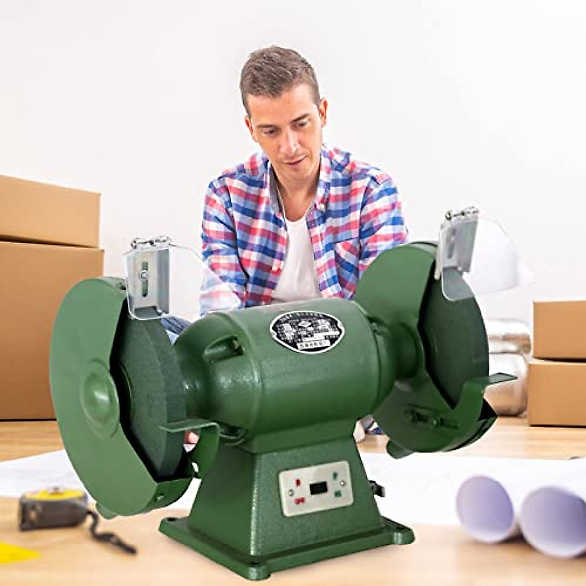 Hemobllo Bench Grinder Eyeshield, 2 Pcs Stainless Steel Bench Grinder Guard Shield Eyeshield Replacement Kit Grinder Eye Shield Accessories for Bench Type 200/250 Grinders