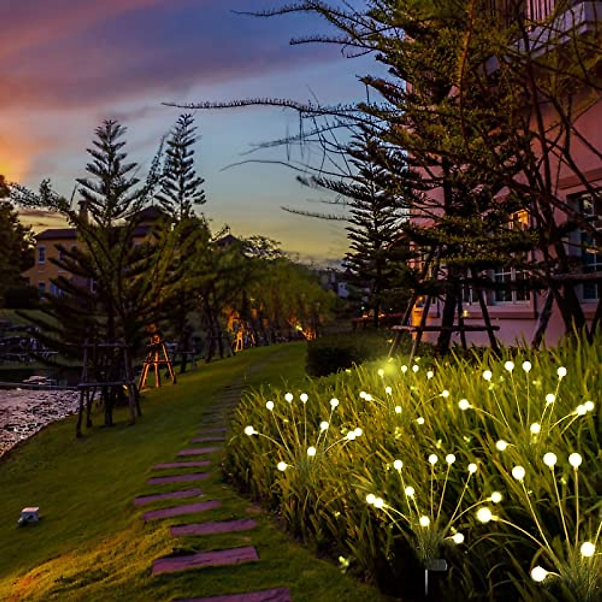 YOULESHU Oleshu Solar Firefly Light, Garden Lawn Firefly Light, Outdoor Waterproof Solar Light, Wind Swaying Light, Solar Garden Light, Patio, Path, Lawn Decoration (2 Pack Warm Light)