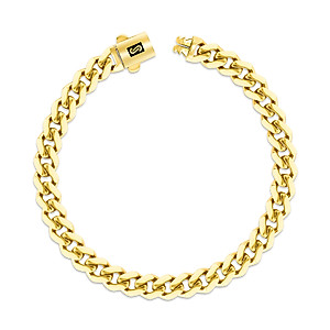 Nuragold 10k Yellow Gold 6mm Royal Monaco Miami Cuban Link Chain Bracelet, Mens Womens Fancy Box Clasp 6" 6.5" 7" 7.5" 8" 8.5" 9"