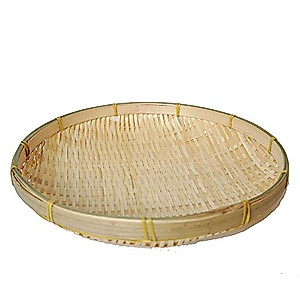 TimesFriend 100% Natural Handmade Woven Bamboo Basket Tray U Shape Holder Bulk Food Flat Shallow Basket Size 5inch 6inch 10inch 15inch Bulk for Customizing (15cm/6")
