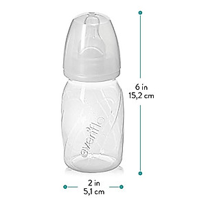 Evenflo Feeding Premium Proflo Vented Plus Polypropylene Baby, Newborn and Infant Bottles - Helps Reduce Colic - Clear, 4 Ounce (Pack of 6)