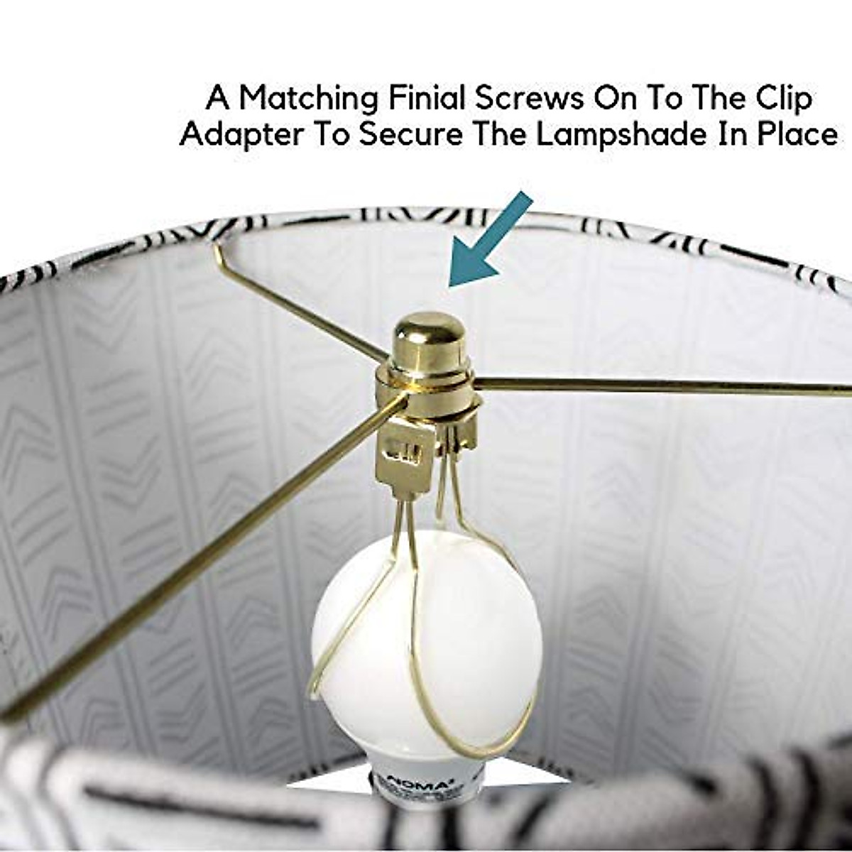 I Like That Lamp Clip On Lampshade Adapter (1 Pack), Classic Brass Gold Finish, Includes 1 Light Bulb Clip Shade Adapter, 1 Matching Finial and 2 Silicone Levellers, Fits All Standard Size Bulbs