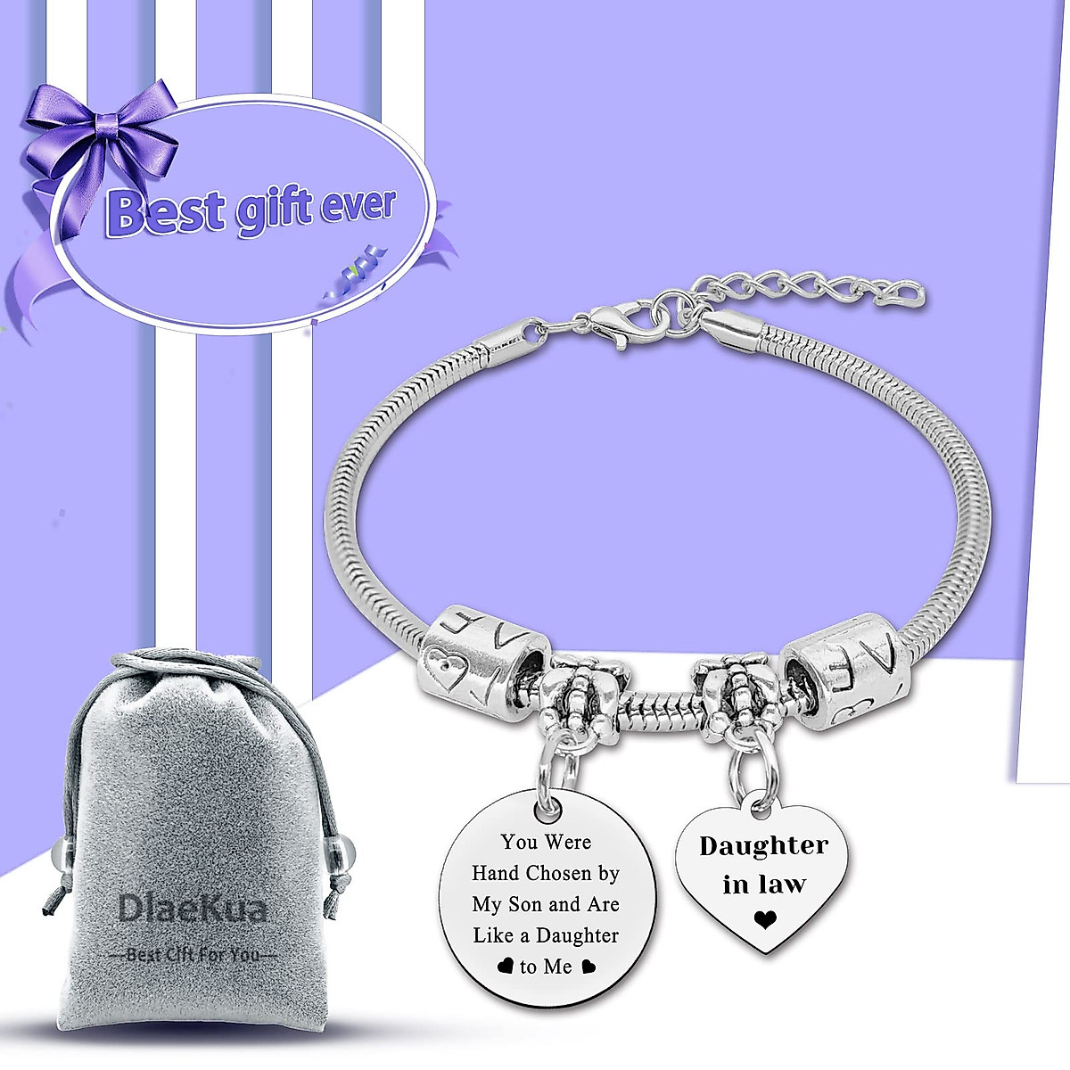 DlaeKua Daughter in Law Gift from Mother in Law Jewelry Bracelet for Women Bride Gift for Daughter in Law On Wedding Day Inspirational Birthday Christmas Gifts for Daughter in Law from Father in Law