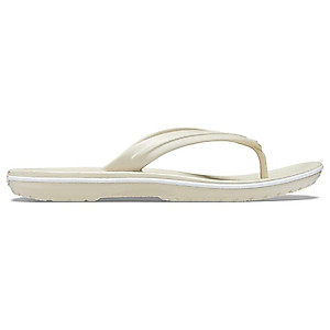 Crocs Unisex Crocband Flip Flop | Slip-on Sandals | Shower Shoes, Bone, Numeric_5 US Men