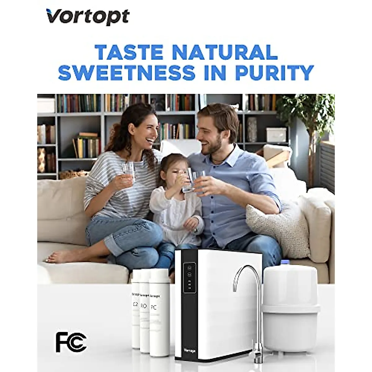 Vortopt Under Sink Reverse Osmosis System - 400 GPD Ro Water Filter System with Tank,Fast Flow, TDS Reduction,1.5：1 Pure to Drain, Water Filtration for Sink,USA Tech,Drinking Water Purifier,QR06