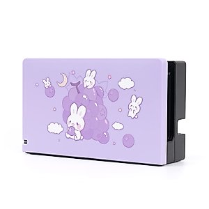 GeekShare Anti Scratch Switch Dock Cover- Hard Faceplate Sleeve Pad for Switch Dock- DIY Replacement Shell Compatible with Nintendo Switch Dock(Grape Rabbit)