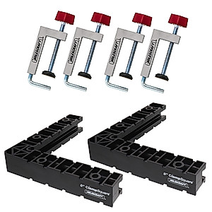 Milescraft 7350 Fence Clamp Kit 100-90° Corner Clamping Positioning/Assembly Squares and Fence Clamps. Works on Interior or Exterior Corners. Build Cabinets, Picture Frames, Shelving, and More (6pc)