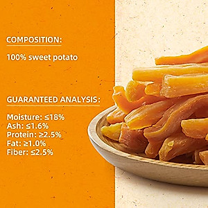 Jungle Calling Natural Sweet Potato Dog Treats, Low Fat, Skinless Sweet Potato Chews for Dogs Training Snacks