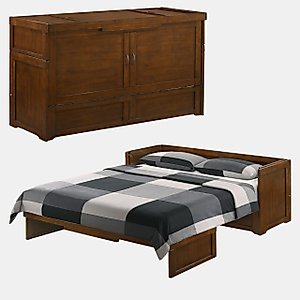 NIGHT & DAY Furniture Murphy Cube Cabinet Bed (Black Walnut, Queen)