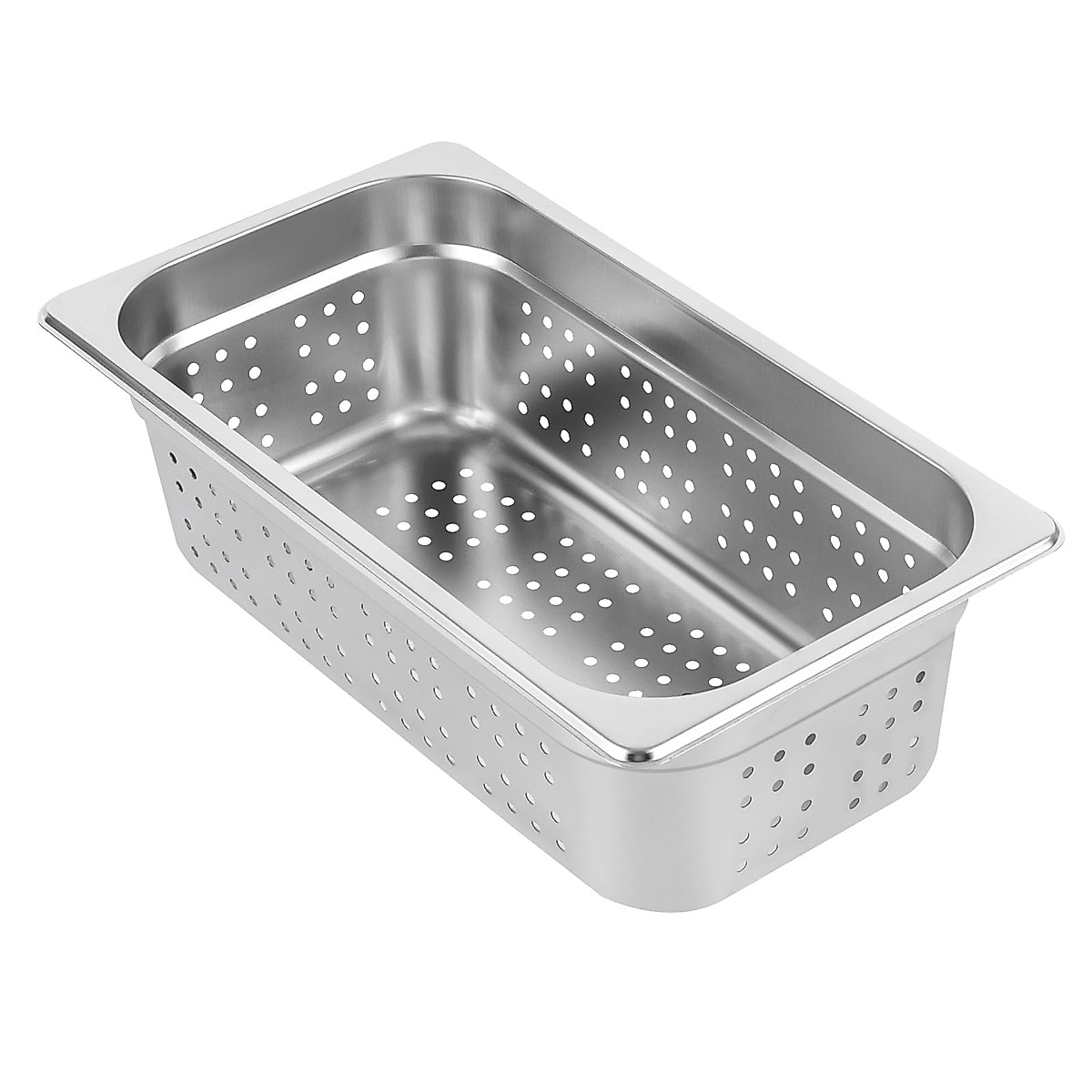 DYNAMI 2-Pack Anti-Jam Perforated Stainless Steel Steam Table Pan, 1/3 Size, 4" Deep Commercial Chafing Steam Table Pan Hotel Pans,Catering Food Pan (2-Pack,1/3 Size, 4" Deep)