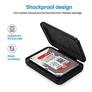 ORICO Hard Drive Case 3.5 inch HDD Storage Carrying Case Anti-Static and Shockproof External Hard Drive Portable Case for WD,Seagate,Toshiba-PHXBK
