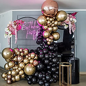 RUBFAC 129pcs Black Balloons Latex Balloons Different Sizes 18 12 10 5 Inch Party Balloon Kit for Birthday Party Graduation Baby Shower Wedding Holiday Balloon Decoration