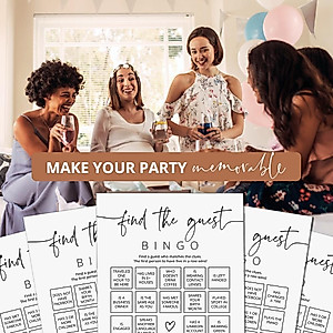 Find The Guest Bingo Game Cards, Baby Shower Bingo Game, Bridal Shower Games, Wedding Bingo, 50 Unique Cards, Minimalist
