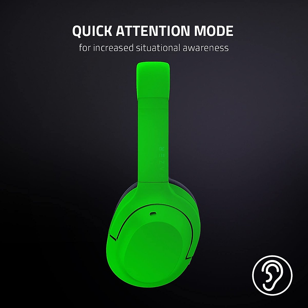 Razer Opus X Wireless Low Latency Headset: Active Noise Cancellation (ANC) - Bluetooth 5.0-60ms Low Latency - Customed-Tuned 40mm Drivers - Built-in Microphones - Mercury (Renewed)