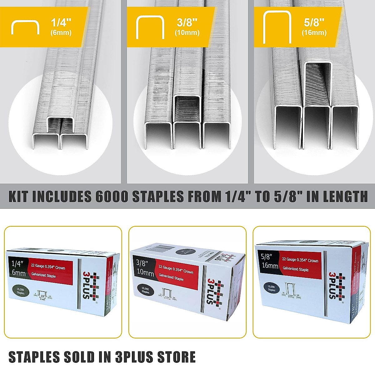 HBT HB7116P-KT 22 Gauge 3/8-Inch Crown Pneumatic Upholstery Stapler, Air Stapler Kit, with 6000 Staples, 1/4-Inch to 5/8-Inch