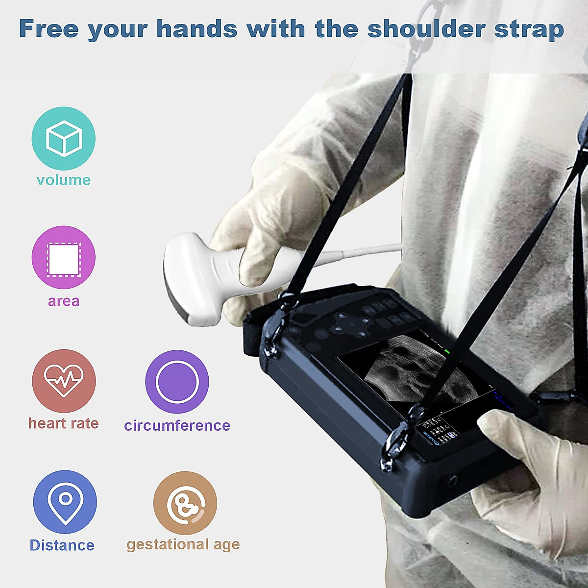 Aopuoe Portable Ultrasound Scanner for Veterinary, with 3.5Mhz Convex Probe, for Pig/Dog/Sheep/Tiger/Bear/and Other Medium-Sized Animals Use