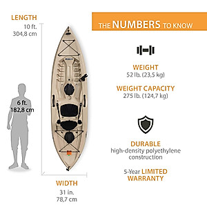Lifetime Tamarack Sit-On-Top Kayak, Tan, 120", Model:90237