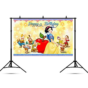 Princess Backdrop for Snow White Theme Birthday Party Supplies 5x3ft Snow White Theme Banner for Party Cake Table Decorations Baby Shower Banner
