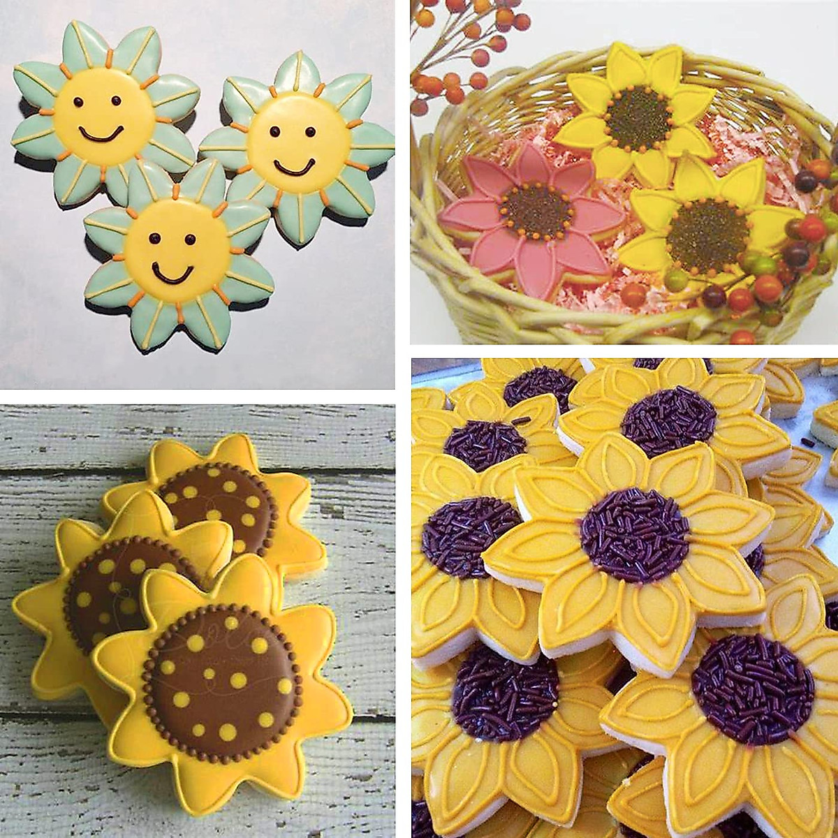 Sunflower Cookie Cutter Set-Size 3.8" 3.1" 2.6"-3 Piece-Cookie Cutters for You Are My Sunshine Baby Shower Birthday Party Decorations