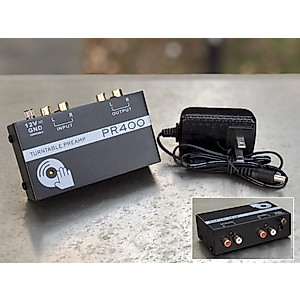 Kinter PR400 Ultra Compact Phono Vinyl Turntable Preamp - Mini Electronic Audio Stereo Phonograph Preamplifier with Gold Plated RCA Input and Outputs & Low Noise Operation 12 Volt DC Adapter Included