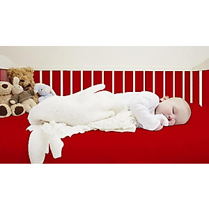 Crescent Baby 2 Pack 100% Cotton Knit Jersey Soft and Comfy Fitted Crib Sheet for Standard Crib and Toddler Mattresses, for Baby Boys and Girls (Pack of 2, Red)