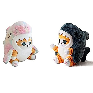 Shark Cat Plush Toy, Cute Fried Shrimp Shark Stuffed Animals Doll, Kawaii Shark Cat Plush Pillow Toy Birthday for Kids Boys Girls (Blue, 8inch)