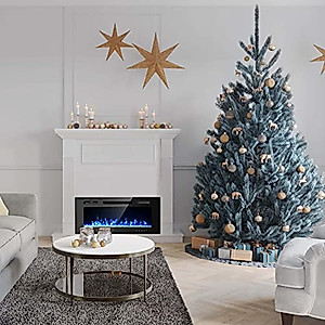 50 Inch Electric Fireplace Inserts, Wall Mounted Fireplace, Led Fireplace with Logs, Recessed Electric Fireplace with Remote Control, Linear Fireplace, 9 Multi Color Flames, 750/1500W